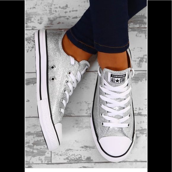 Converse | Shoes | Converse All Star Silver Glitter | Poshmark